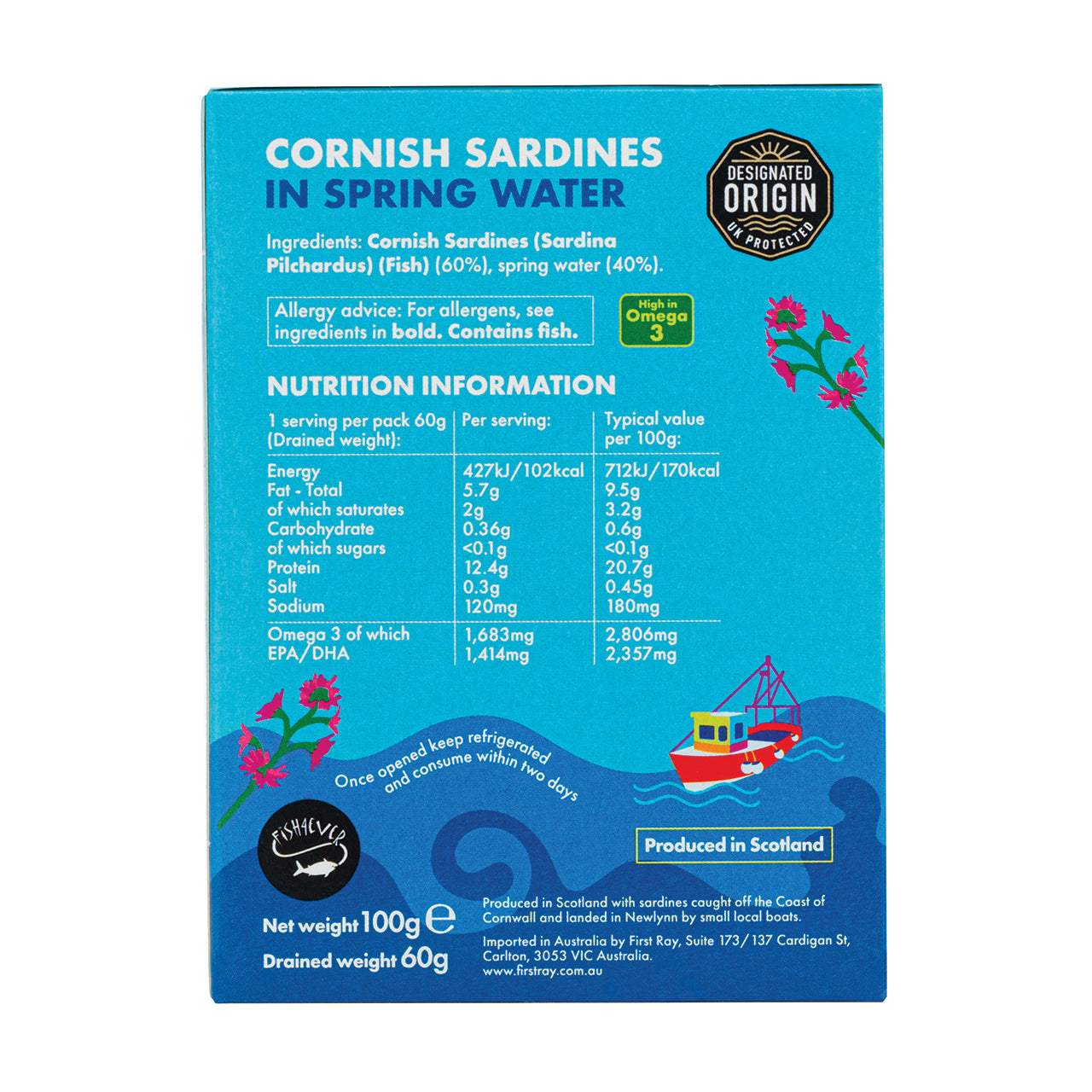 Cornish Sardines in Spring Water - Organico Realfoods