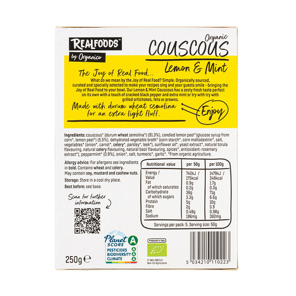 Organic Lemon & Mint Couscous - Organico Realfoods