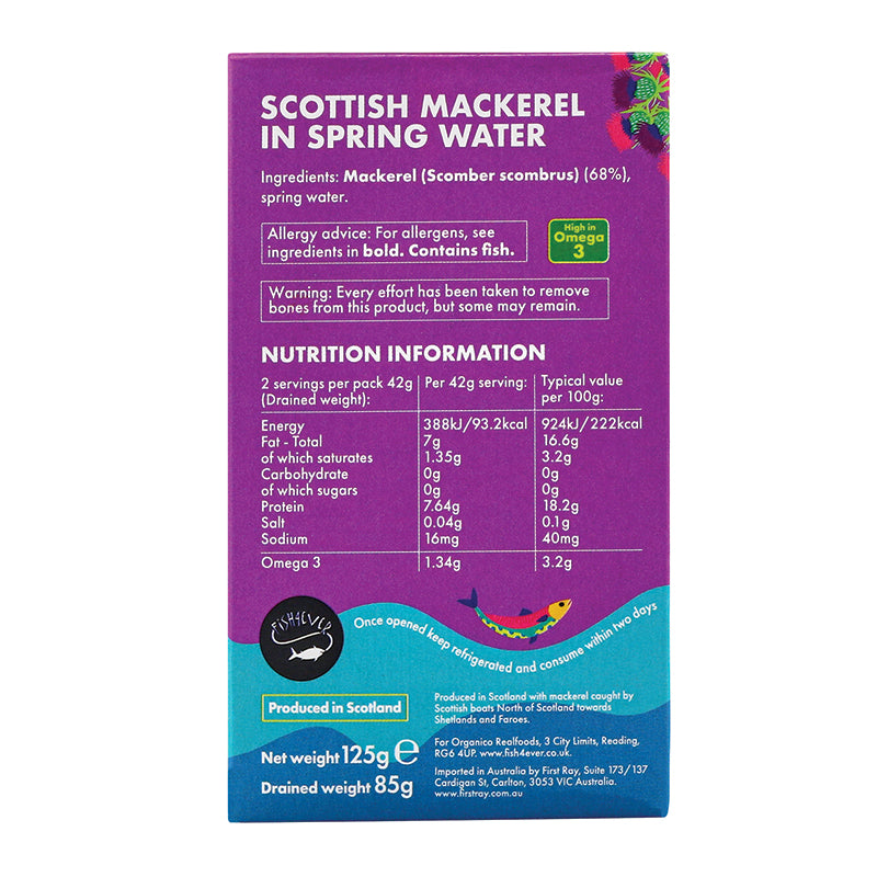 Scottish Mackerel in Spring Water - Organico Realfoods